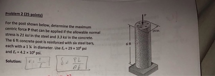Solved For the post shown below, determine the maximum | Chegg.com