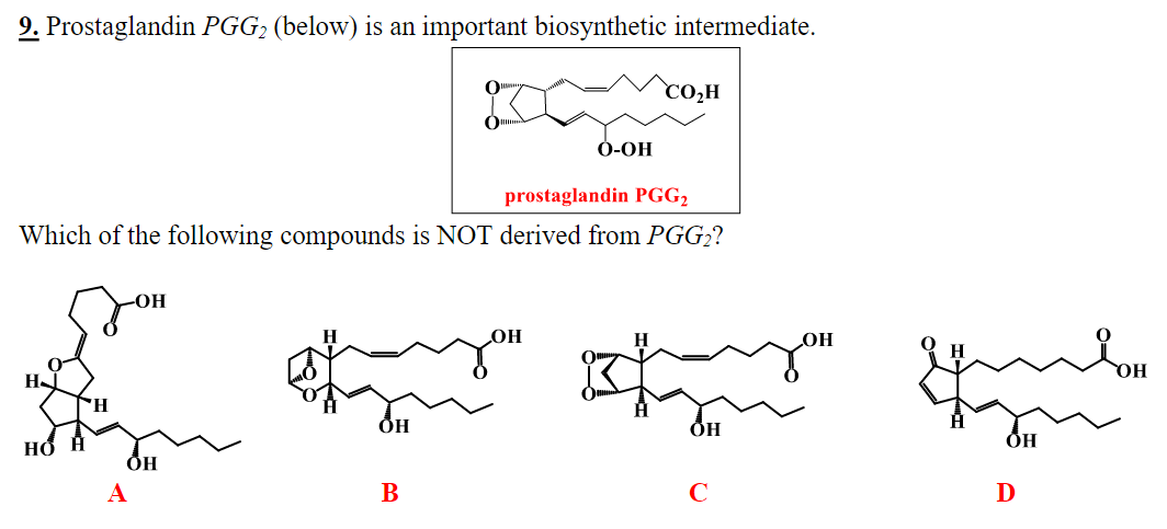 Solved 9. Prostaglandin PGG2 (below) is an important | Chegg.com