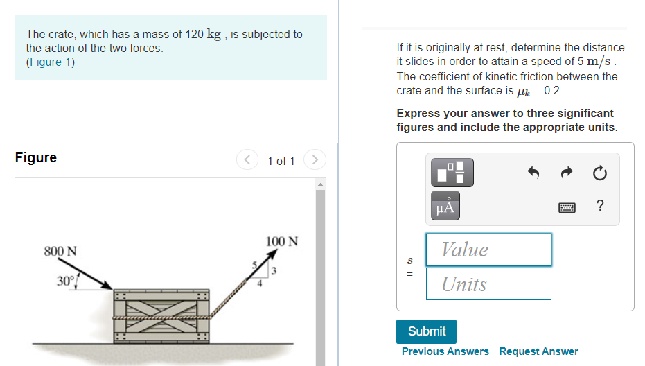 Solved The crate, which has a mass of 120 kg, is subjected | Chegg.com