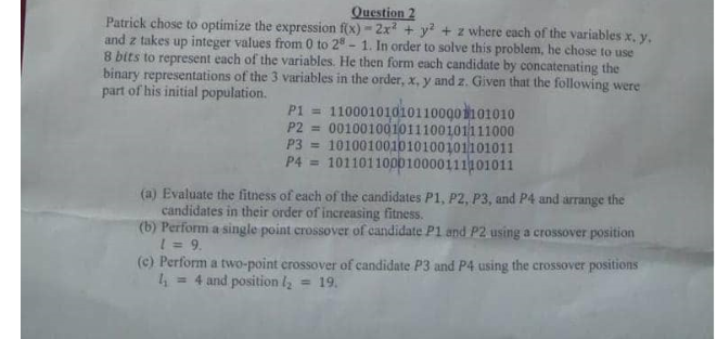 Solved Patrick chose to optimize the expression | Chegg.com
