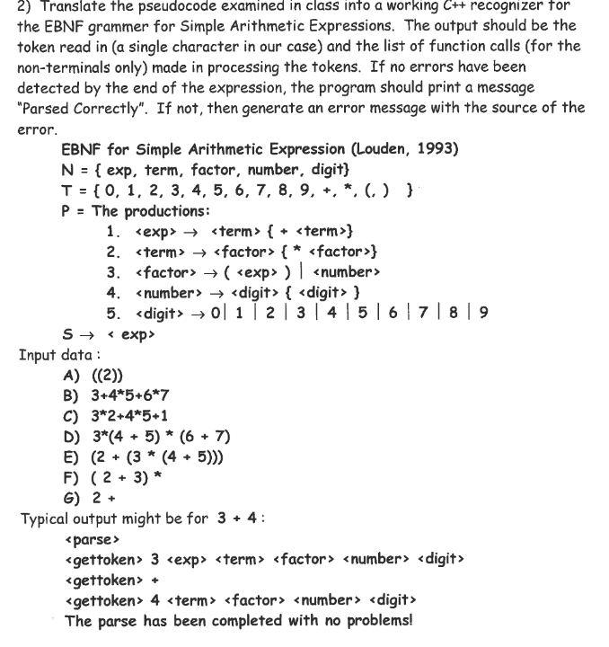 2) Translate the pseudocode examined in class info a | Chegg.com