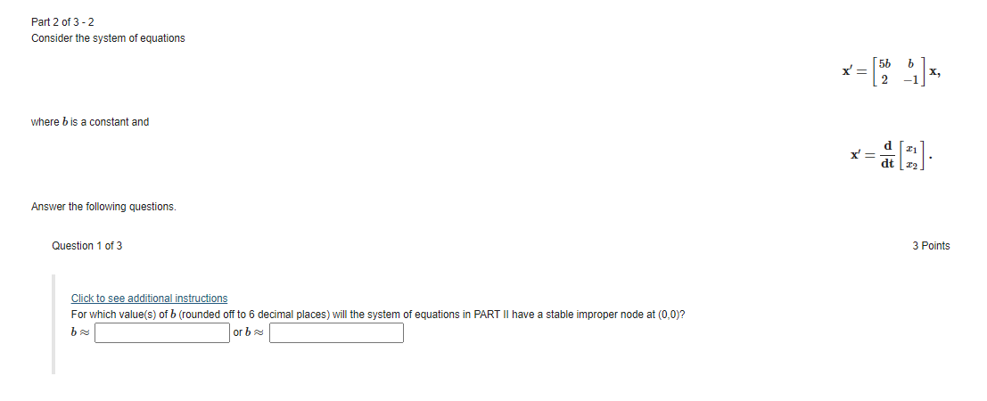 Solved Part 2 of 3 - 2 Consider the system of equations 5b | Chegg.com