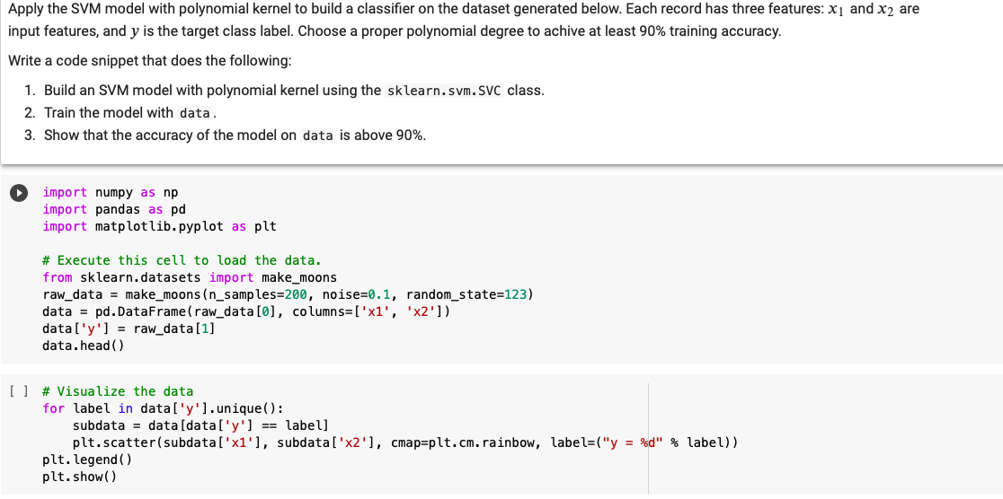 Solved Apply the SVM model with polynomial kernel to build a | Chegg.com