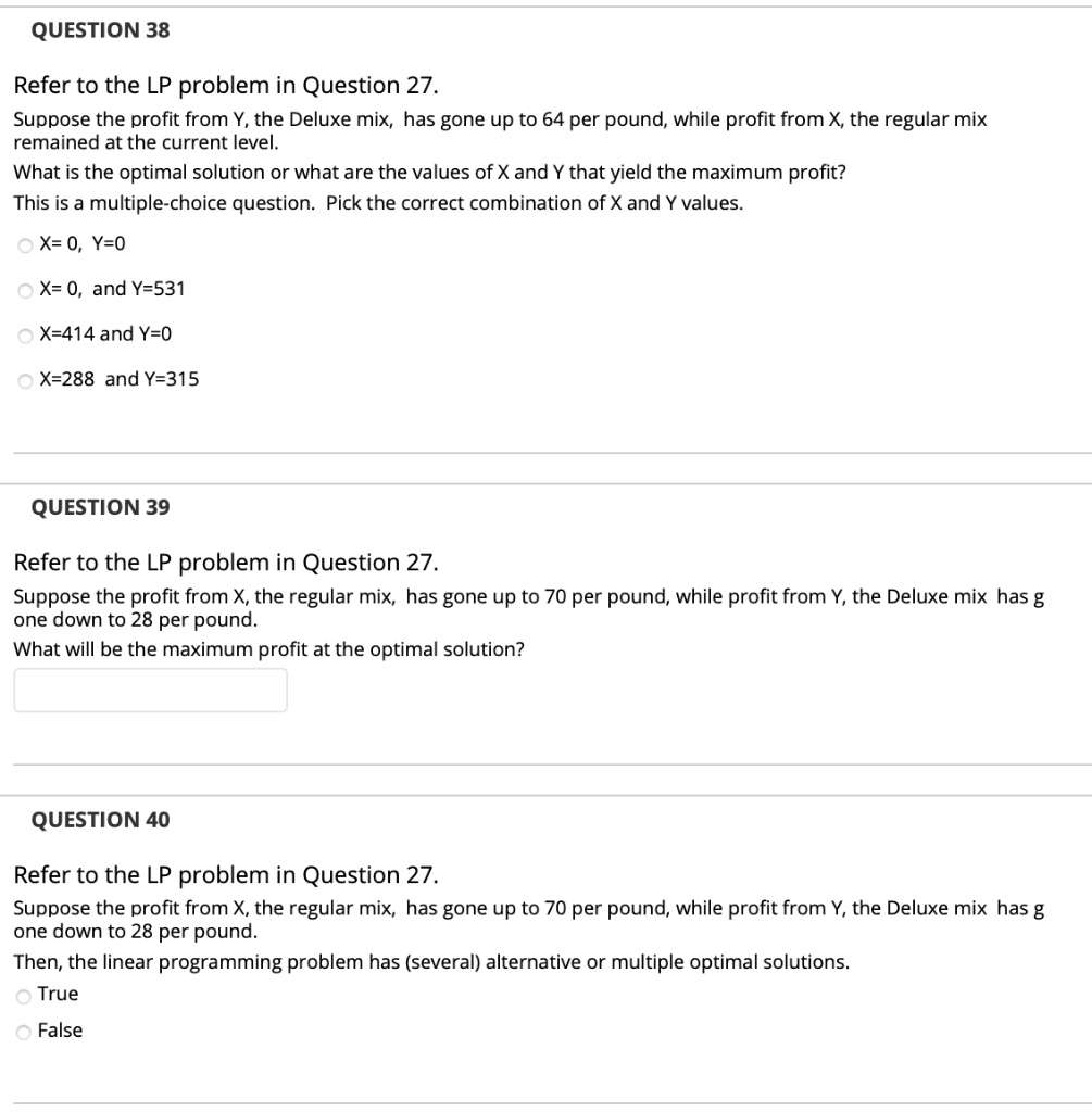 Solved QUESTION 27 Consider the following LP problem. | Chegg.com