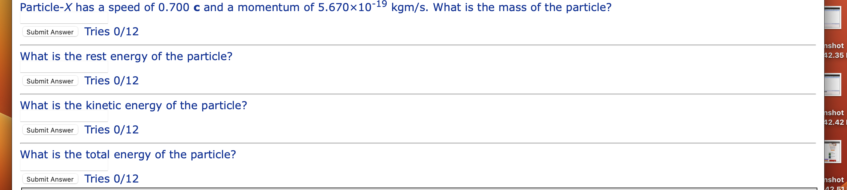 Solved Particle- X has a speed of 0.700c and a momentum of | Chegg.com