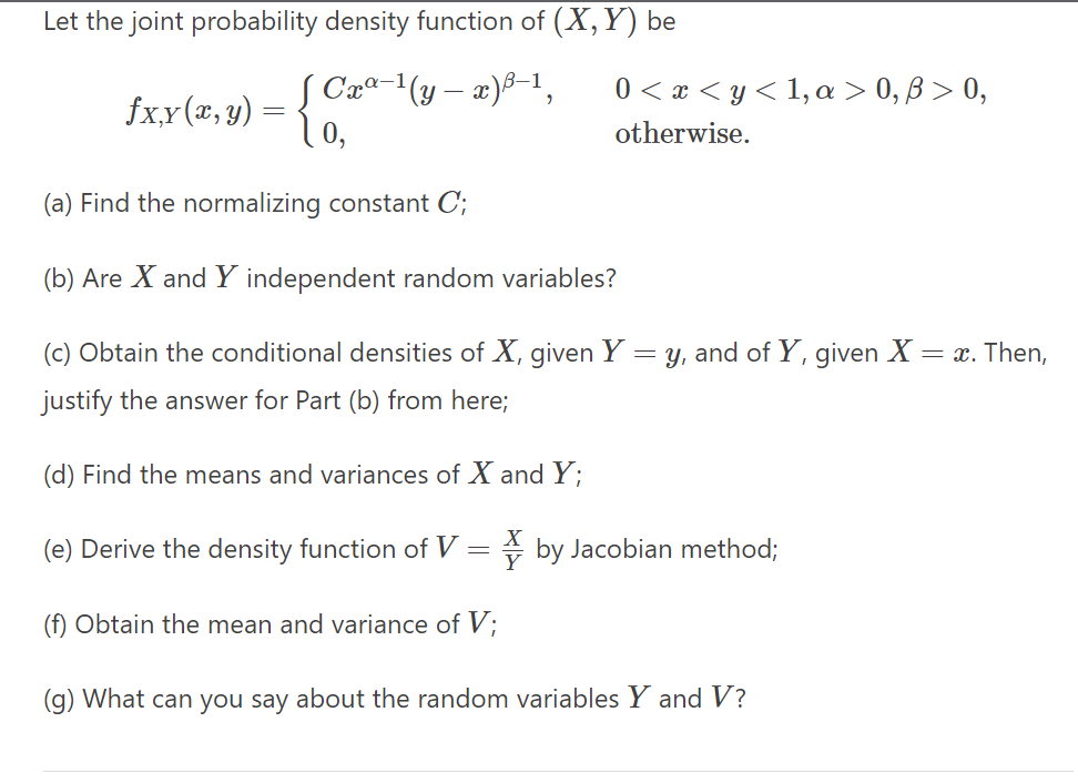 Let the joint probability density function of (X,Y) | Chegg.com