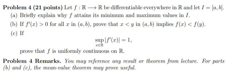 Solved Problem 4 (21 points) Let f:R +R be differentiable | Chegg.com
