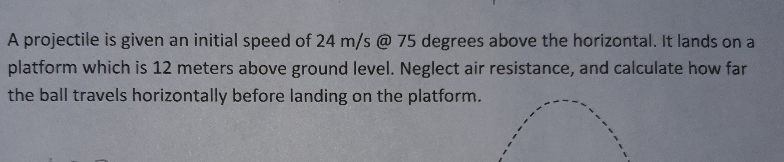 Solved A projectile is given an initial speed of 24 m/s @ 75 | Chegg.com
