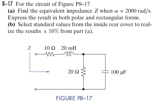 Solved 8–17 For the circuit of Figure P8-17 (a) Find the | Chegg.com