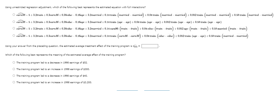 Solved 8. Using regression adjustments to estimate the | Chegg.com