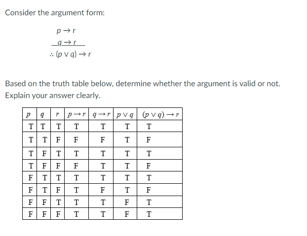 Solved Consider the argument form: pr _9 →r .: (pvq) r | Chegg.com