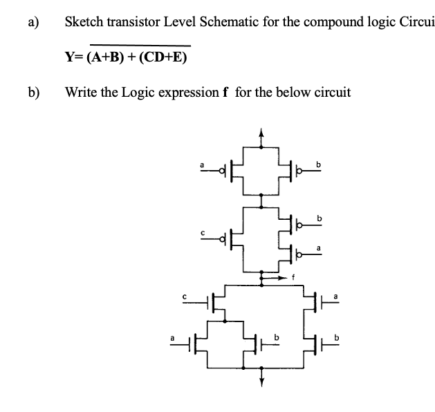 Solved a) Sketch transistor Level Schematic for the compound | Chegg.com