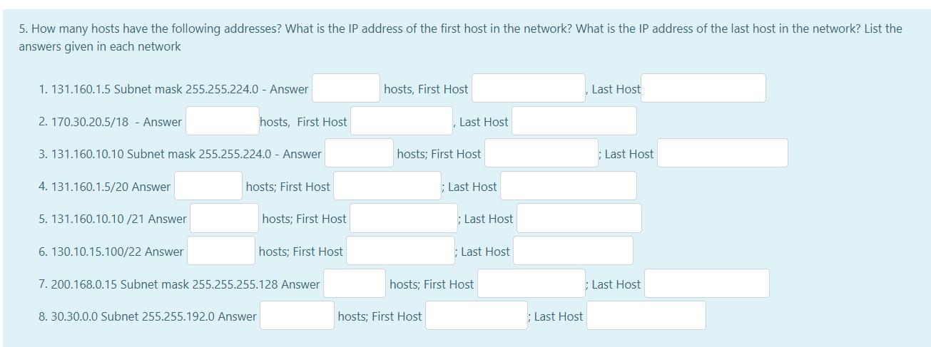 Solved Which of the following addresses are valid? 1. | Chegg.com