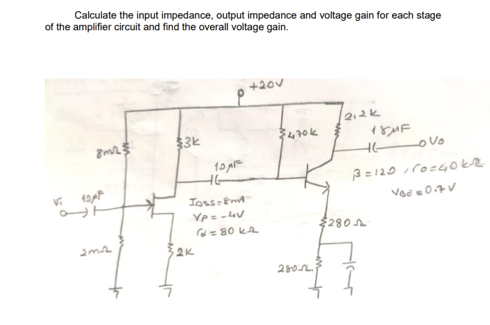 Solved Calculate the input impedance, output impedance and | Chegg.com