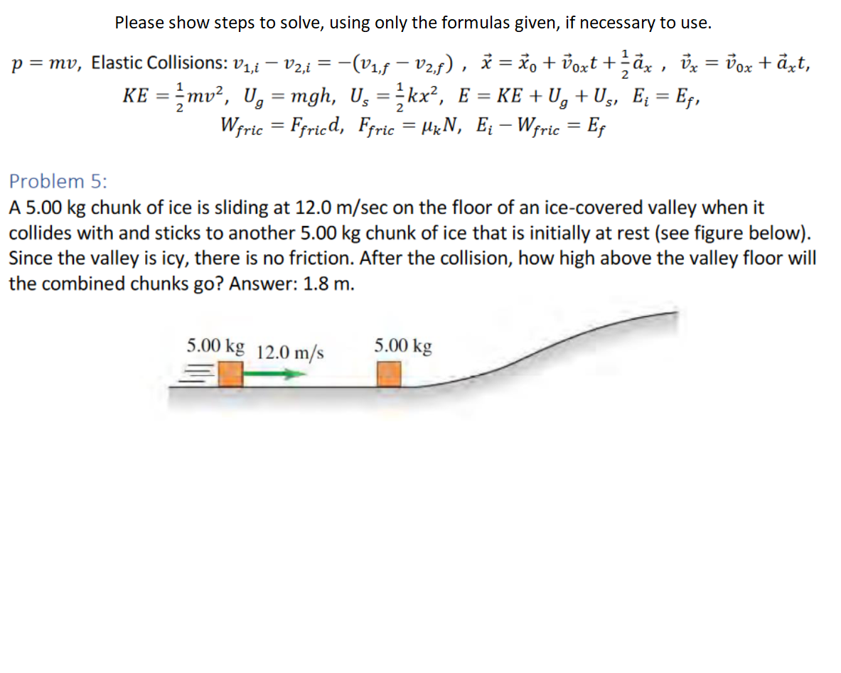 Please show steps to solve, using only the formulas | Chegg.com