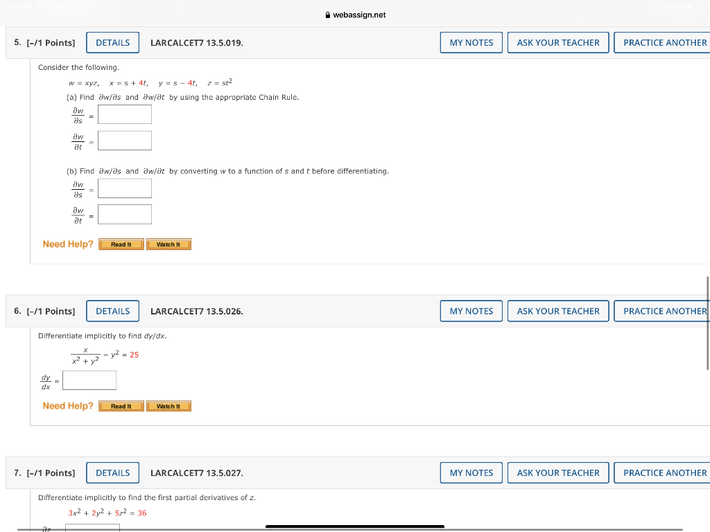 Solved webassign.net 5. (-/1 Points] DETAILS LARCALCET7 | Chegg.com