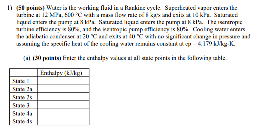 Solved (b) (10 points) Find the thermal efficiency of the | Chegg.com