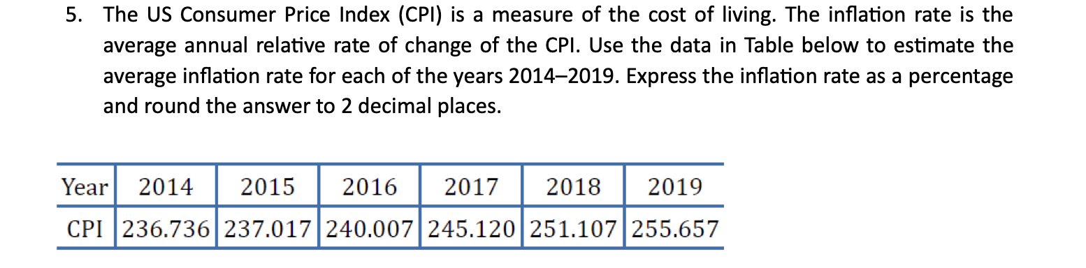Solved The US Consumer Price Index (CPI) ﻿is a measure of | Chegg.com