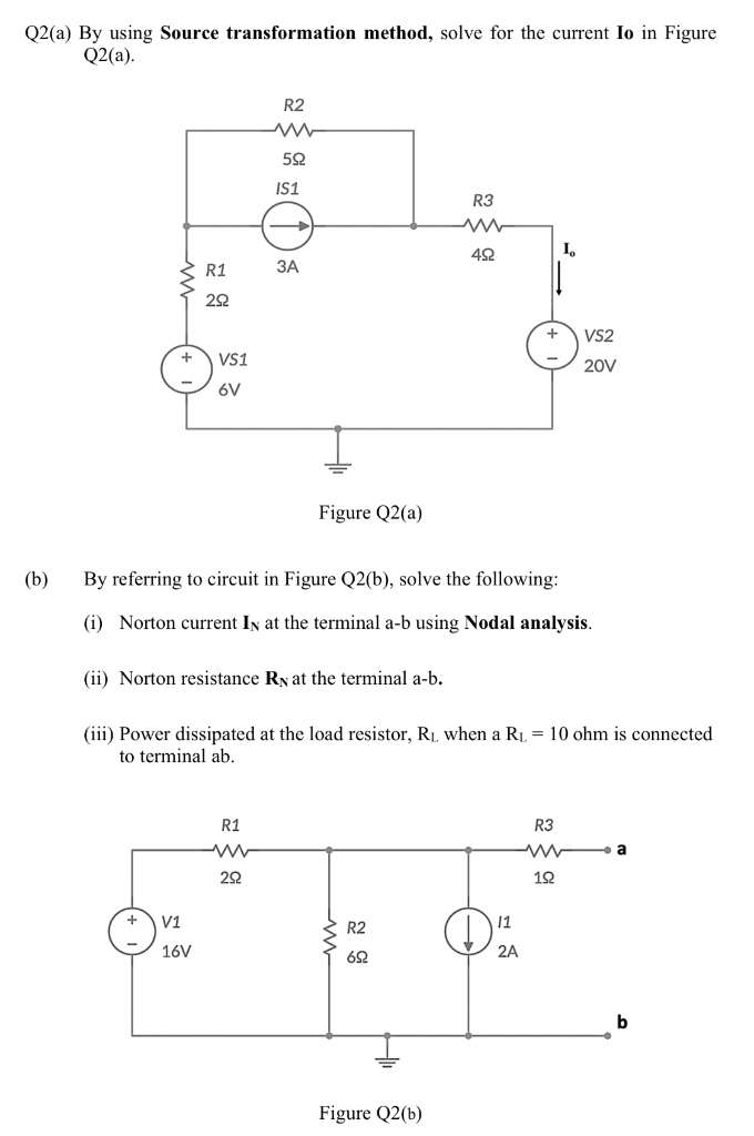 Solved Q2a By Using Source Transformation Method Solve 9400