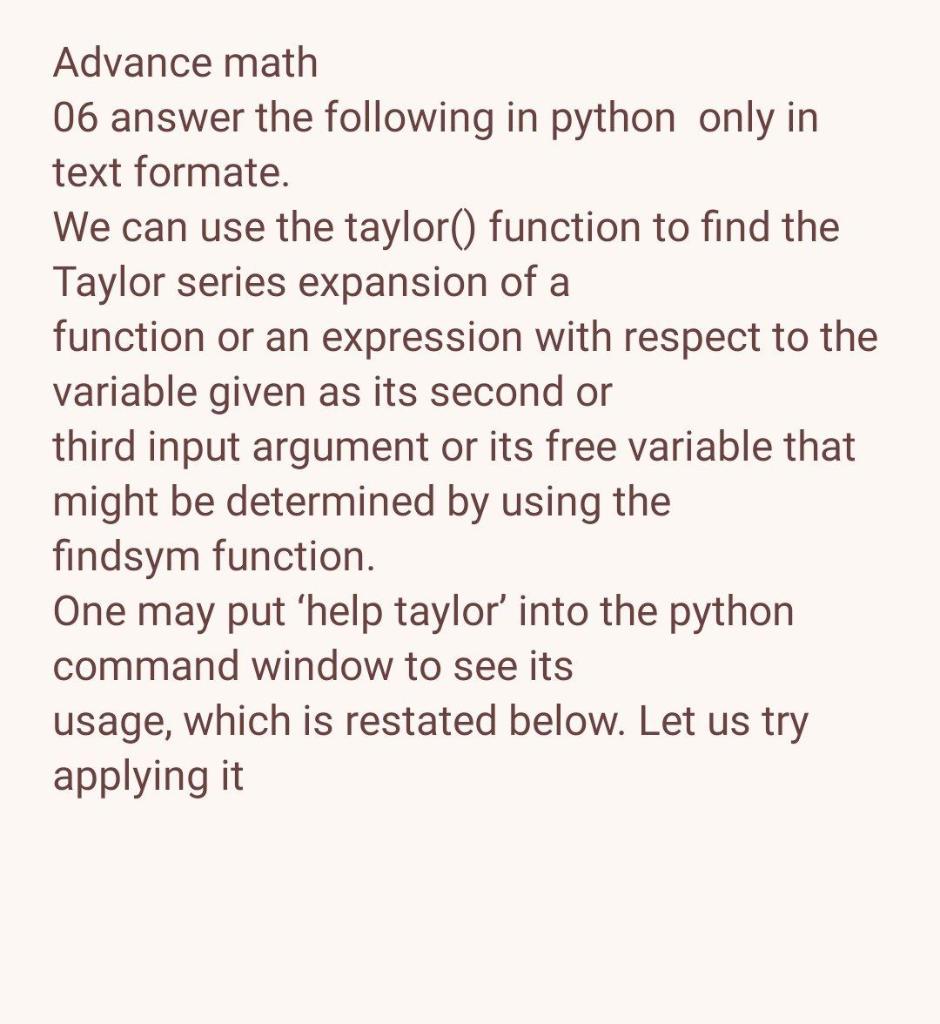 Solved Advance math 06 answer the following in python only | Chegg.com
