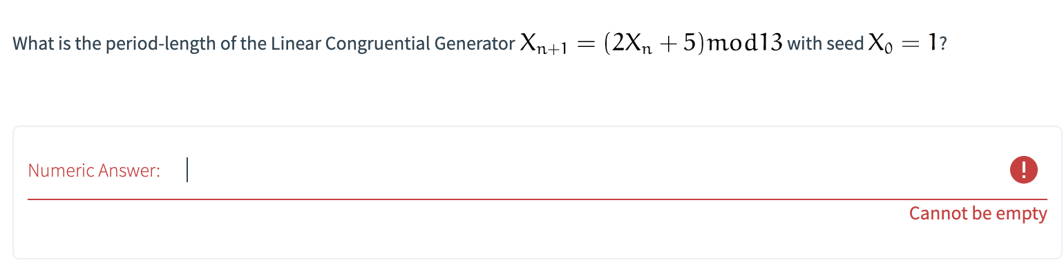 Solved What is the period-length of the Linear Congruential | Chegg.com