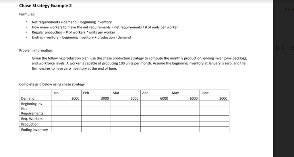 Solved Chapter 6: In-class assignment Aggregate Planning | Chegg.com