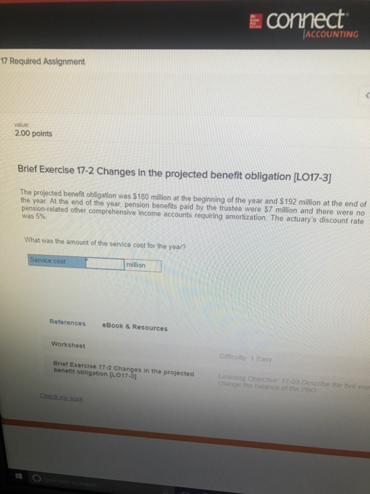 Solved The projected benefit obligation was exist180 million | Chegg.com