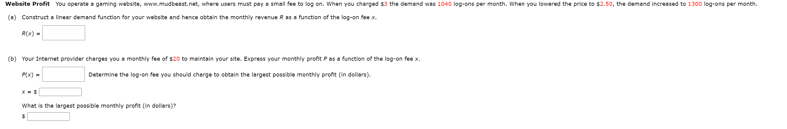Solved A Construct A Linear Demand Function For Your 8995