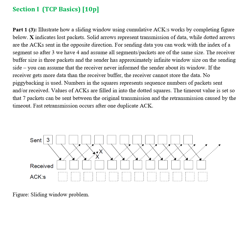 Solved Section I (TCP Basics) (10p] Part 1 (3): Illustrate | Chegg.com