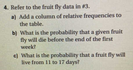 Refer to the fruit fly data in #3.a) ﻿Add a column of | Chegg.com
