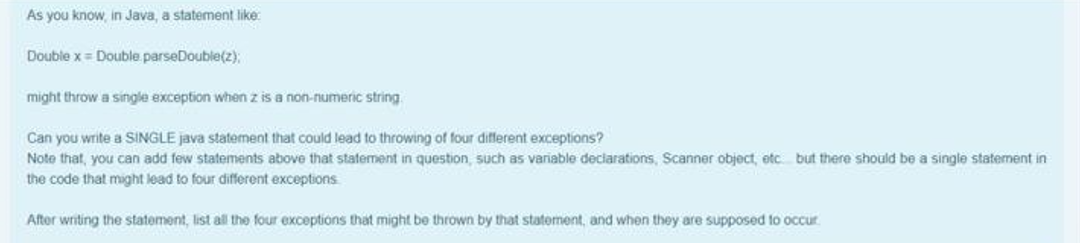 Solved As you know, in Java, a statement like: Double x = | Chegg.com