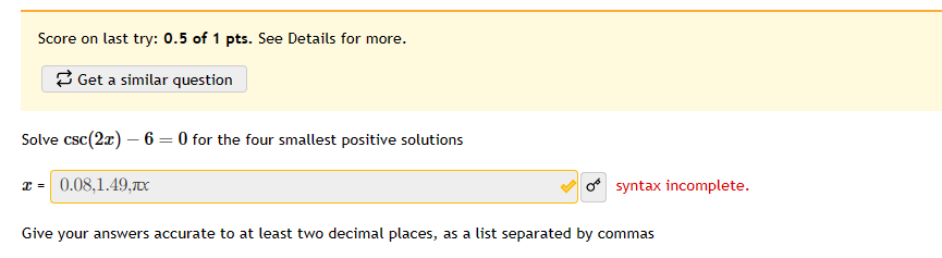 Solved Score on last try: 0.5 of 1 pts. See Details for | Chegg.com