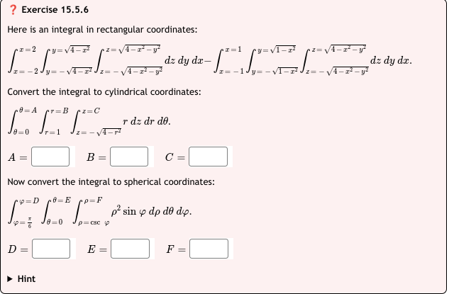 Solved Here is an integral in rectangular coordinates: | Chegg.com
