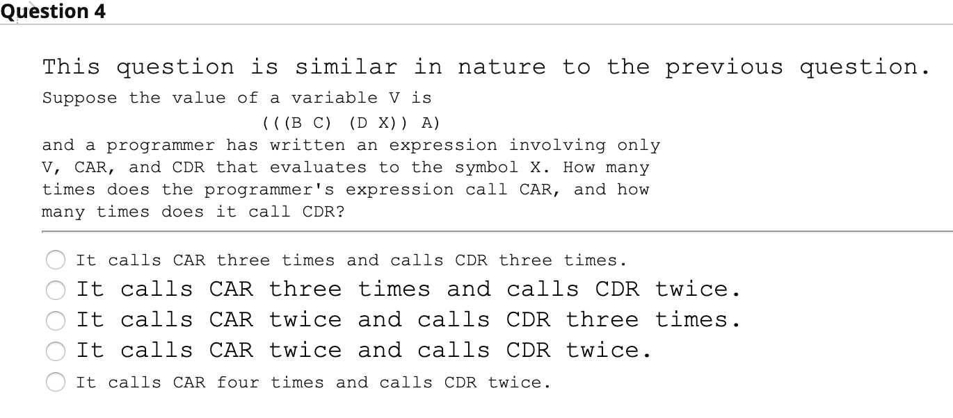 Question 1 (cons 1 (cons 2 (cons 3 nil))) is an | Chegg.com