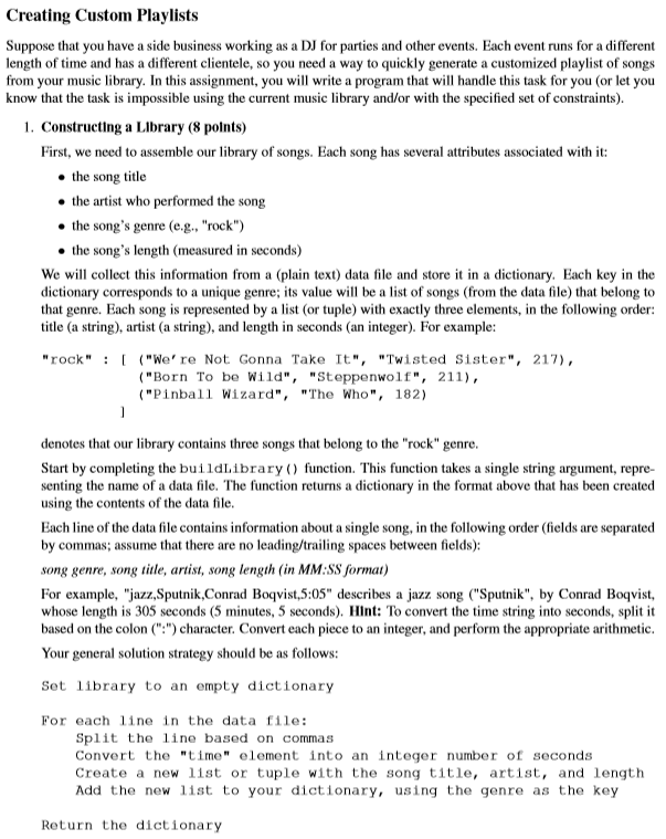 Solved Creating Custom Playlists Suppose that you have a | Chegg.com