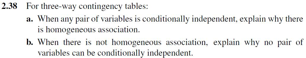 Solved 2.38 For three-way contingency tables: a. When any | Chegg.com