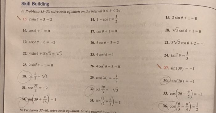 Solved Skill Building In Problems 13-36, solve each equation | Chegg.com