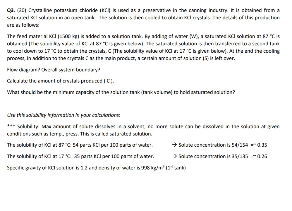 Solved Q3. (30) Crystalline potassium chloride ( KCl) is | Chegg.com