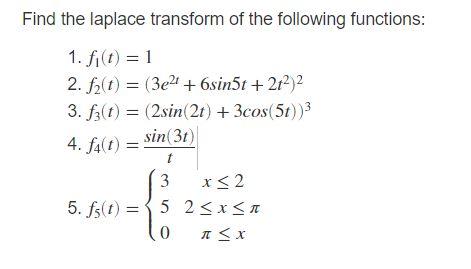 Solved Find the laplace transform of the following | Chegg.com