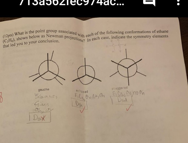 Solved (12pts) What is the point group assoc (C2Hs), shown | Chegg.com