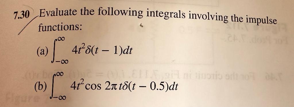 Solved 7.30 Evaluate the following integrals involving the | Chegg.com