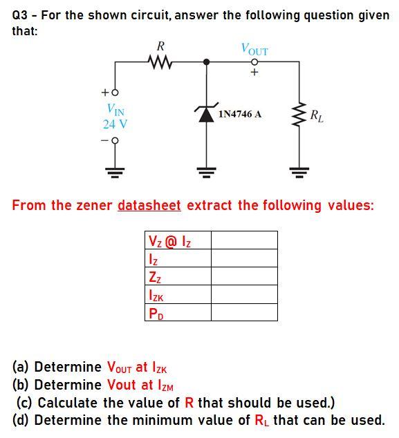 Solved Zener Diode Applications Q1 - A loaded zener | Chegg.com