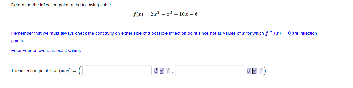 Solved Determine the inflection point of the following | Chegg.com