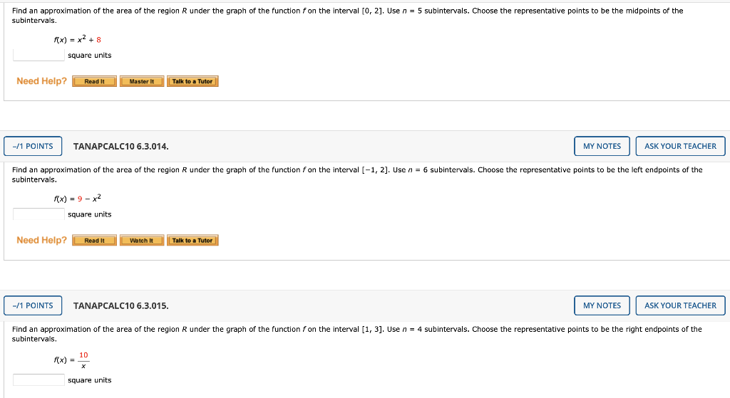 Solved Find an approximation of the area of the region R | Chegg.com