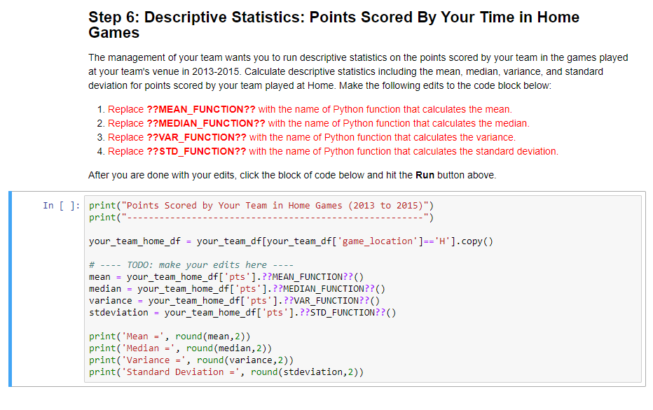 Solved Step 7 - Descriptive Statistics - Points Scored By | Chegg.com