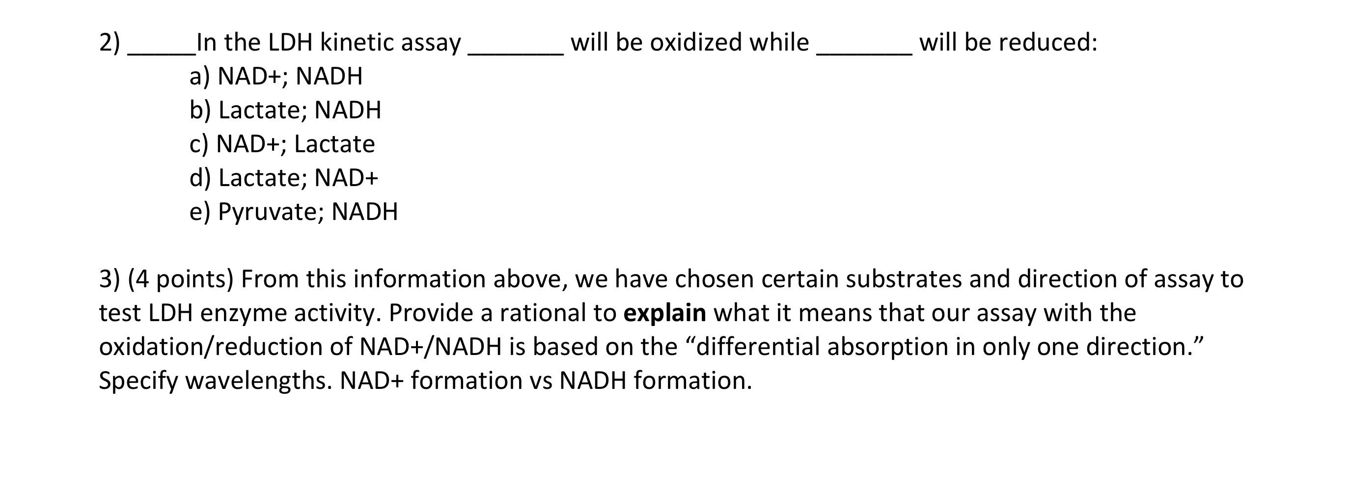 Solved 2) will be oxidized while will be reduced: In the LDH | Chegg.com