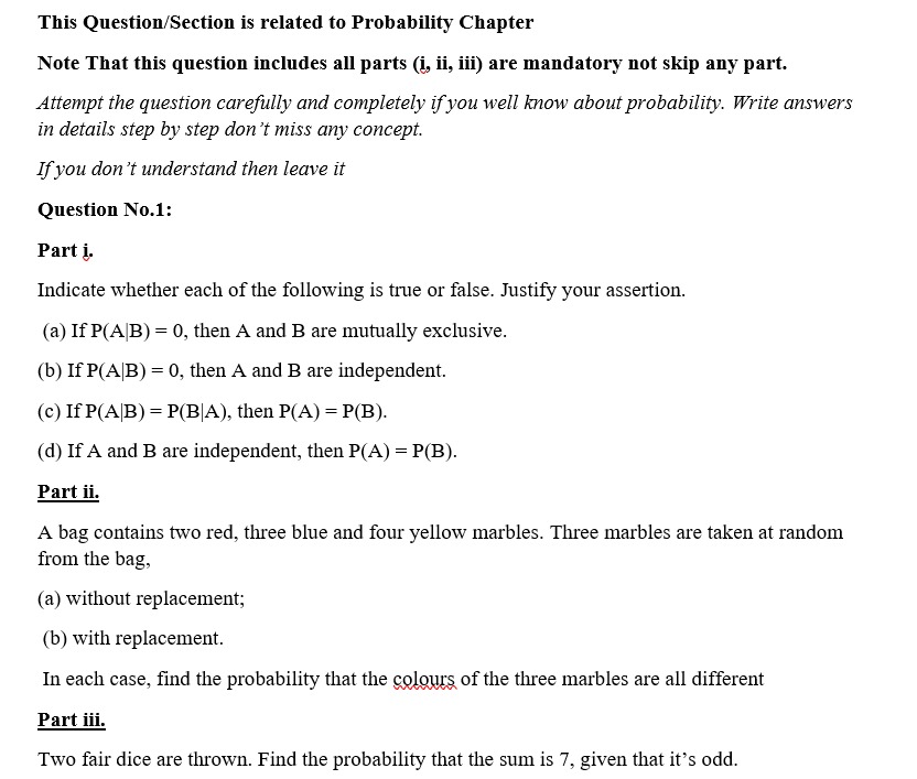 (a) If P(A∣B)=0, then A and B are mutually exclusive. | Chegg.com