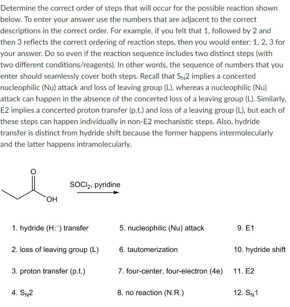 Solved Determine the correct order of steps that will occur | Chegg.com