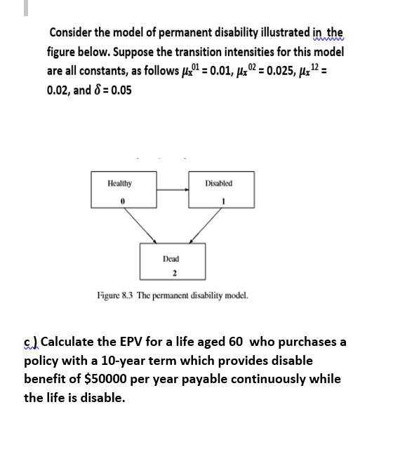 Solved Consider the model of permanent disability | Chegg.com
