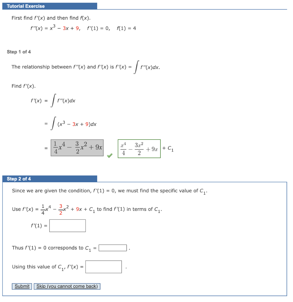Solved Tutorial Exercise First find f'(x) and then find | Chegg.com